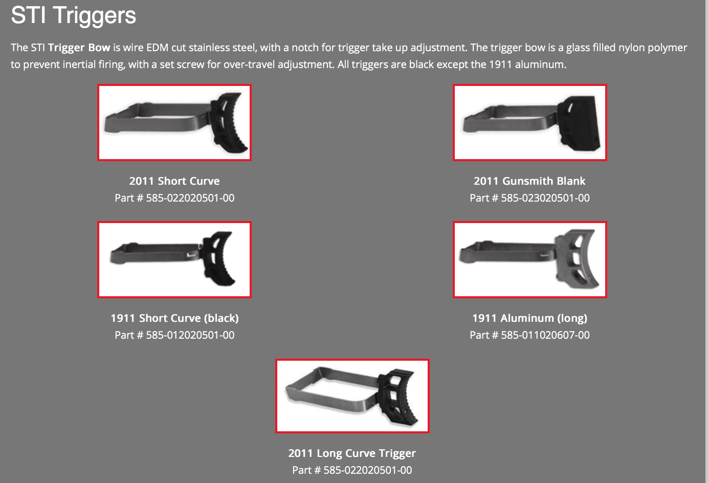 STI Trigger 1911 Long Curve Black